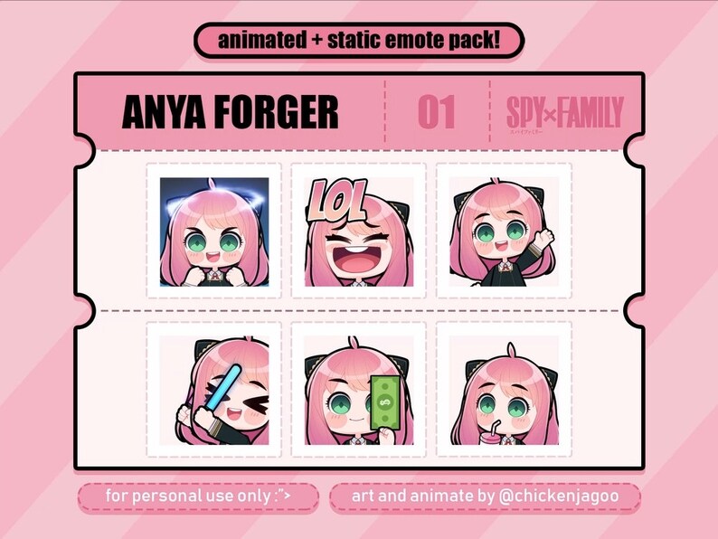 Anya Animated Emotes Pack 01 Emot Twitch - Etsy