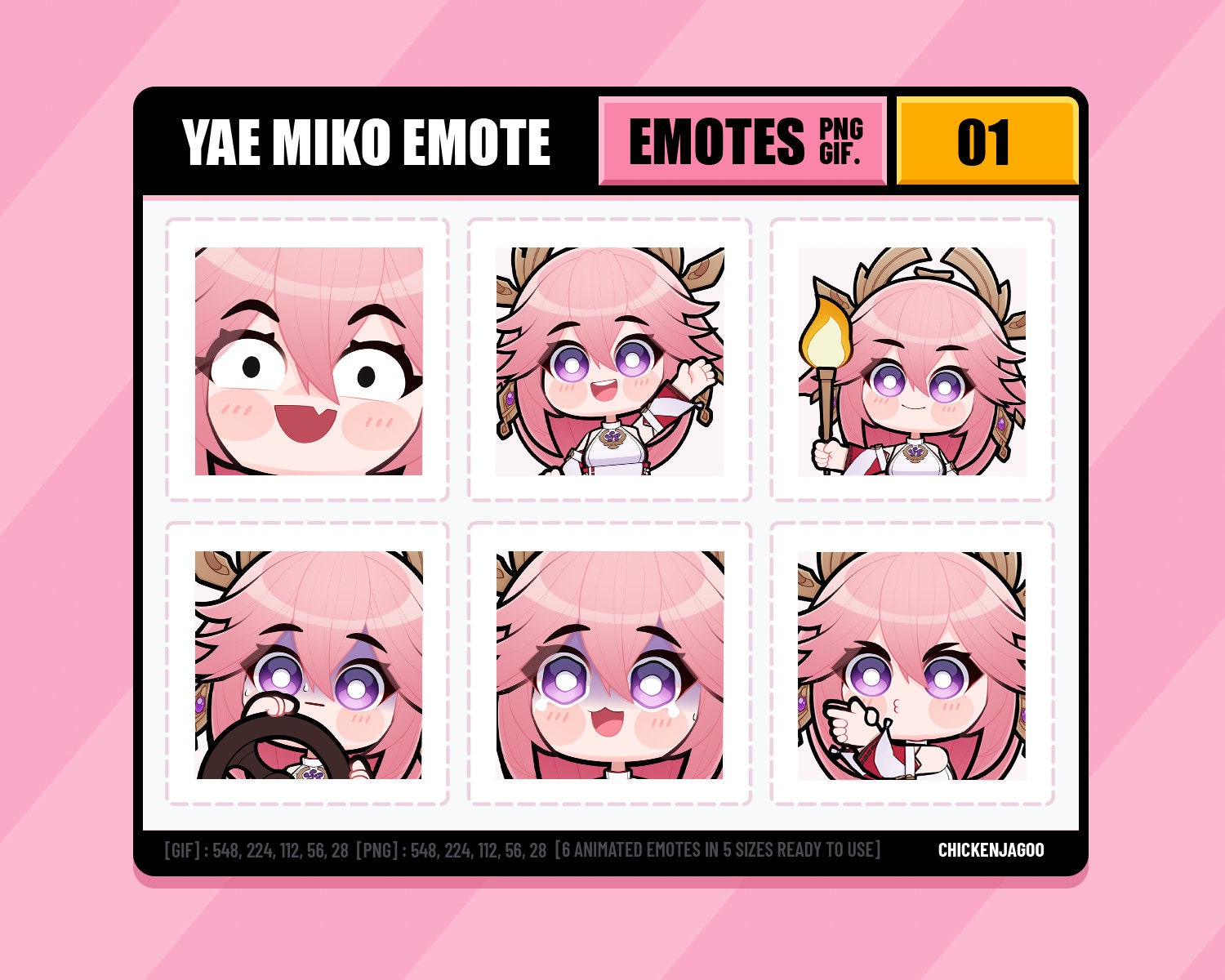 Genshin Yae Miko Emote Pack 01 Twitch Emote Discord Emote - Etsy