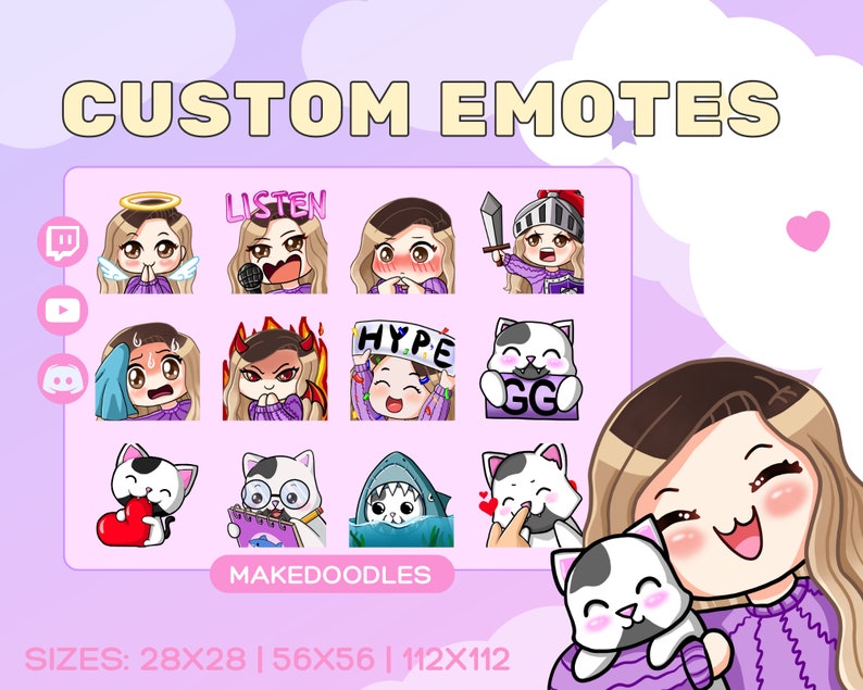 Custom Cute Chibi Emotes | Personalize Emotes for Streamers | Twitch ...
