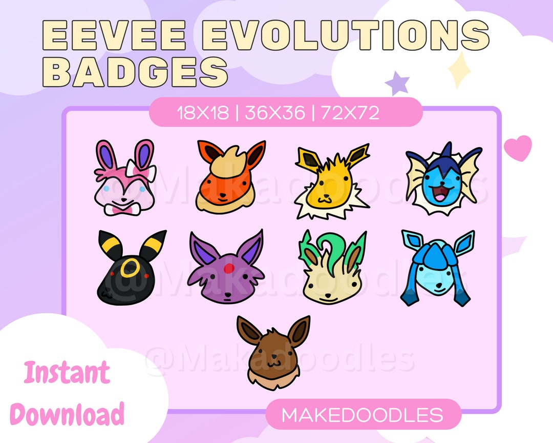 Derpy Eevee Evolution Sub/bit Badges | Badly Drawn Pokemon Twitch ...