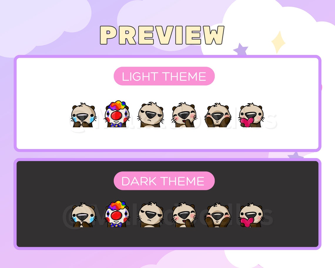 Cute Otter Emotes | Twitch | Discord | Youtube | Streamer Emotes - Etsy