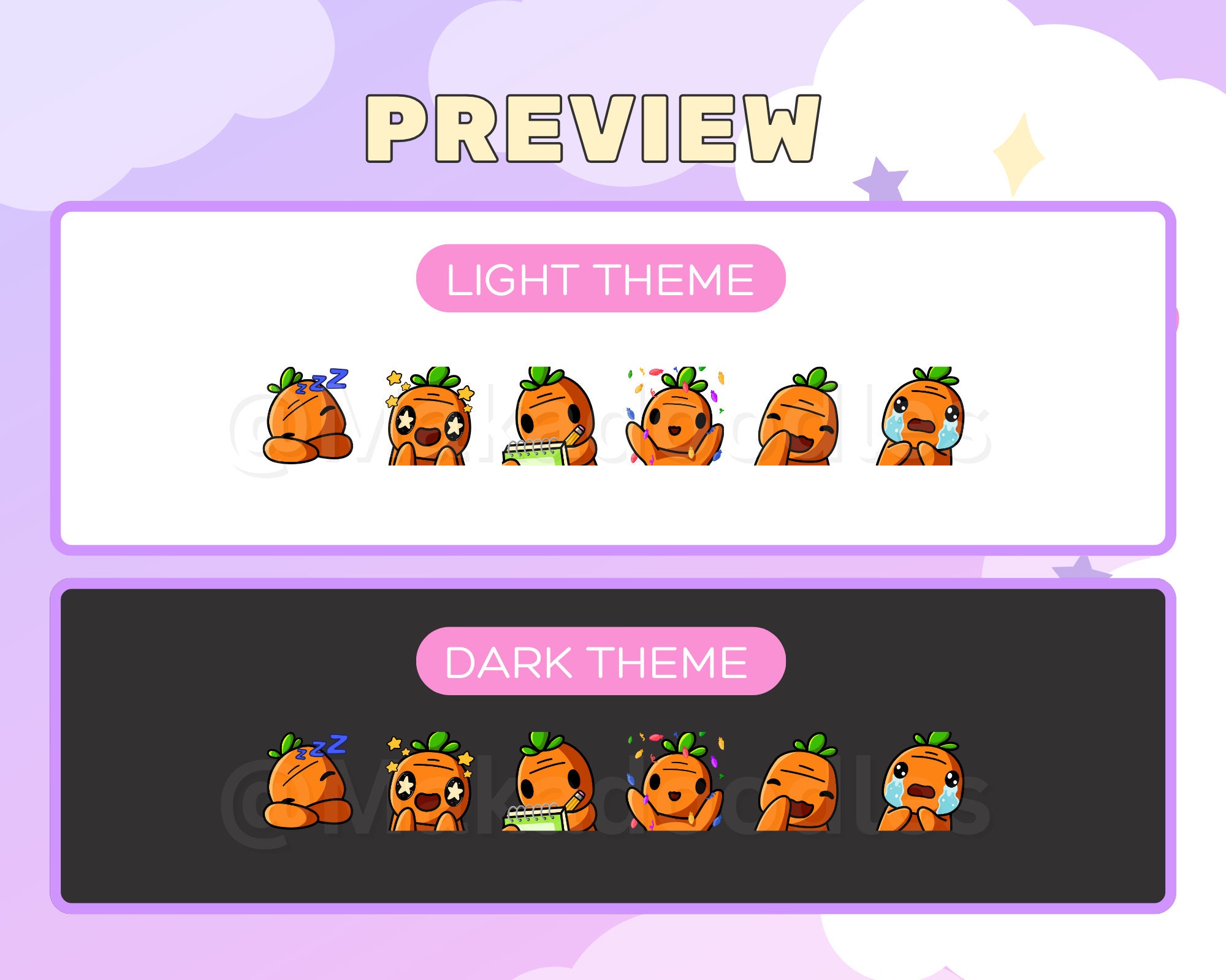 Cute Carrot Emotes Set 2 | Twitch | Youtube | Discord | Streamer Emotes ...