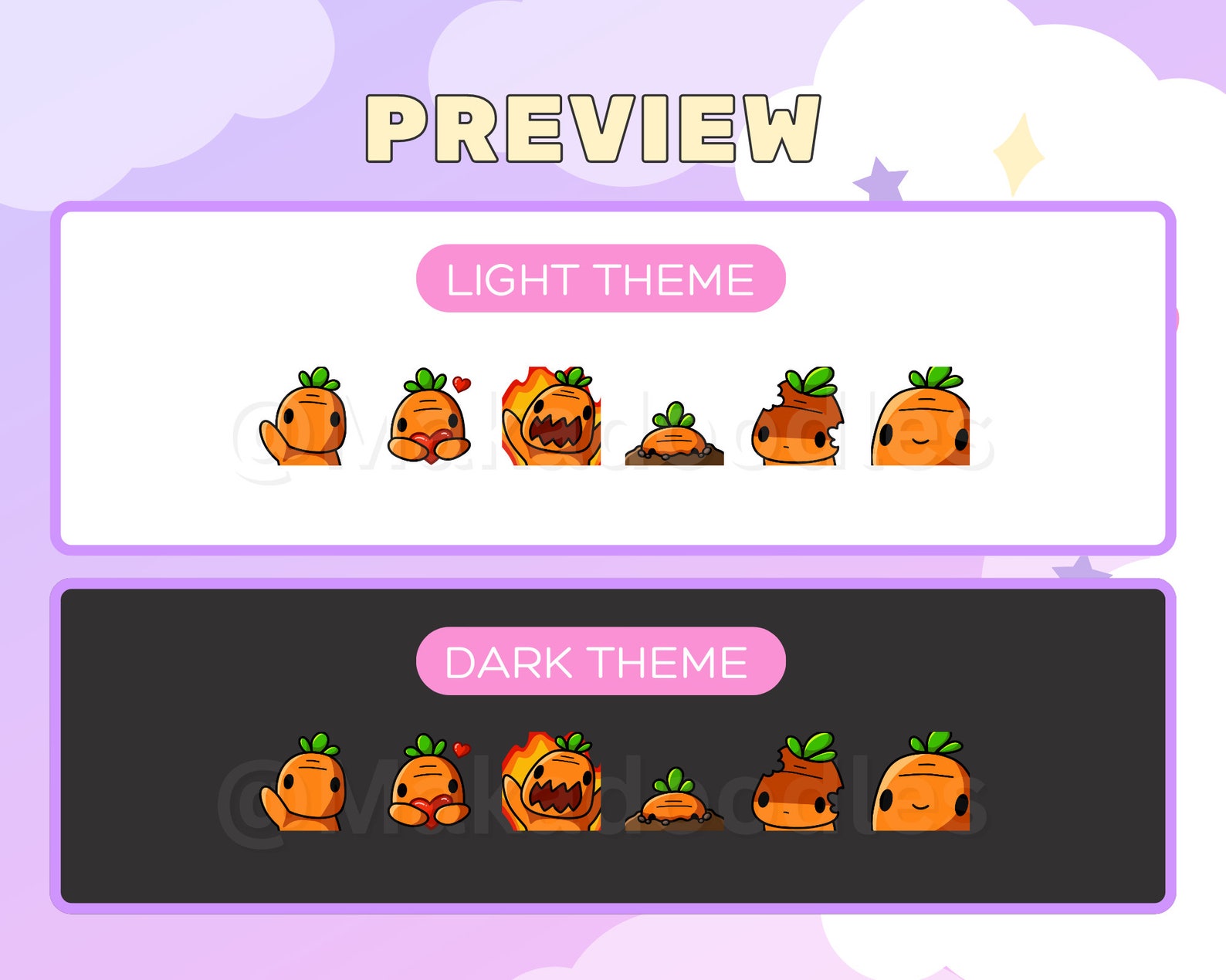 Cute Carrot Emotes for Twitch, Youtube, Discord (digital Download) - Etsy