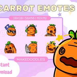 Cute Carrot Emotes Set 3 | Twitch | Youtube | Discord | Streamer Emotes ...