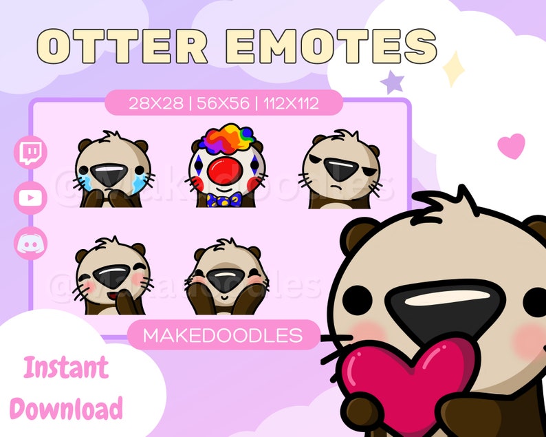Cute Otter Emotes | Twitch, Discord, Youtube (digital Download) - Etsy
