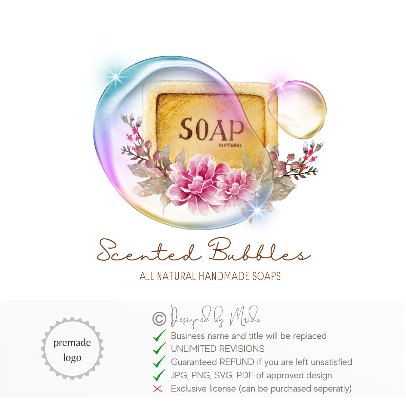 Premade Soap Logo Design for Etsy Shop, Modern Creative Readymade Logo ...