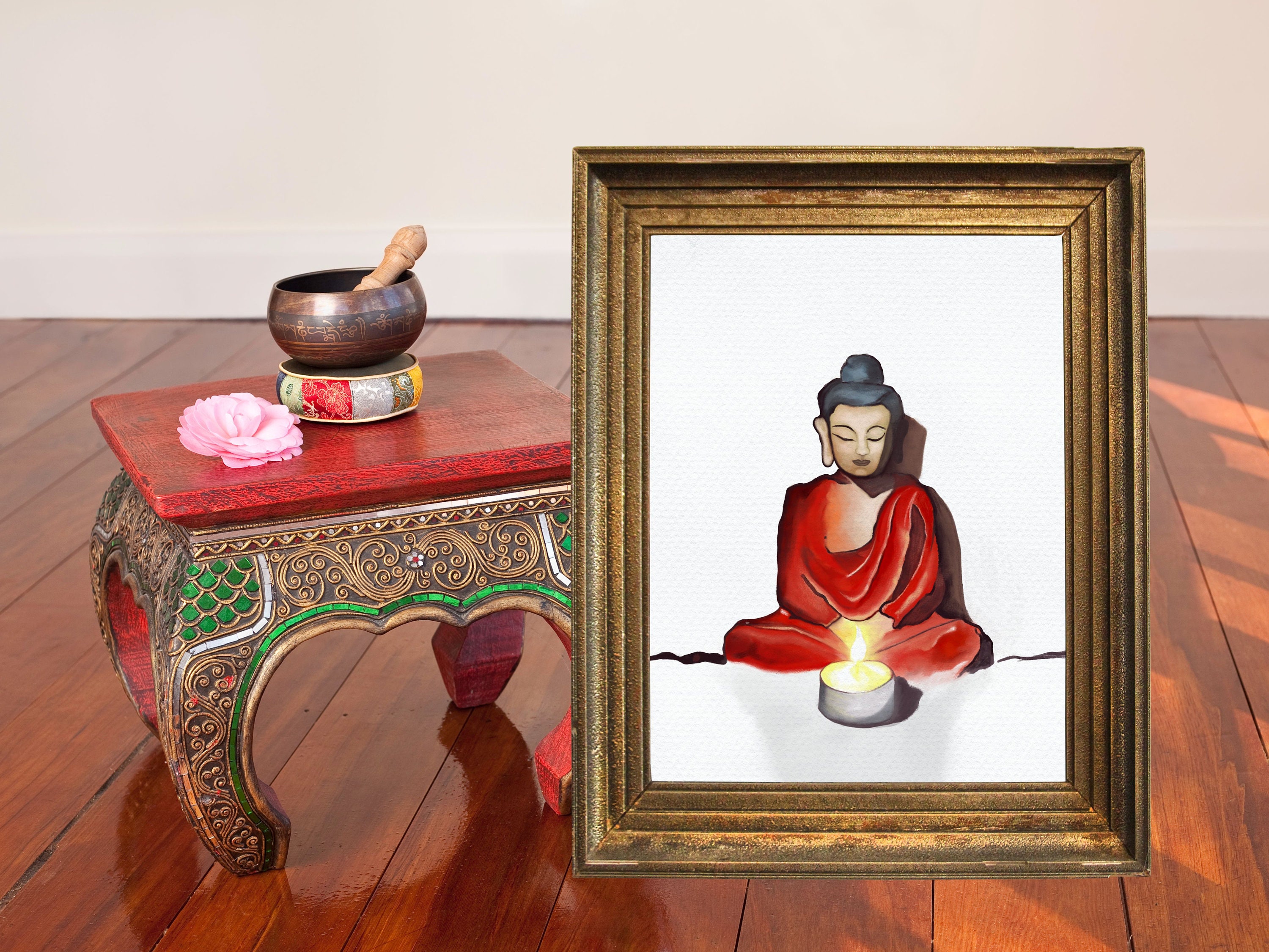 Printable Buddha Wall Art, Buddha Performing Candle Meditation ...