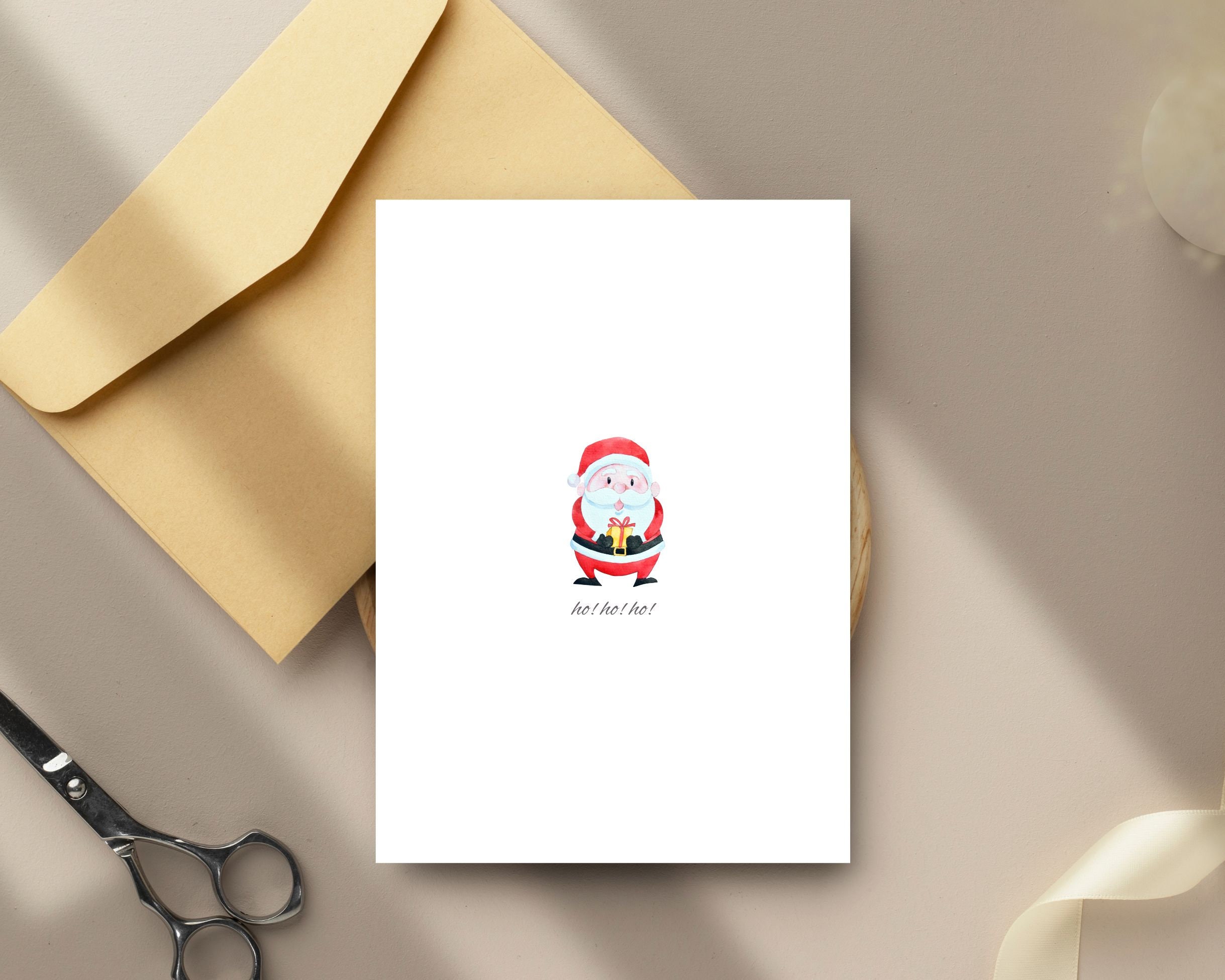 Ho Ho Ho Santa Christmas Greeting Card DIY Print at Home Xmas - Etsy