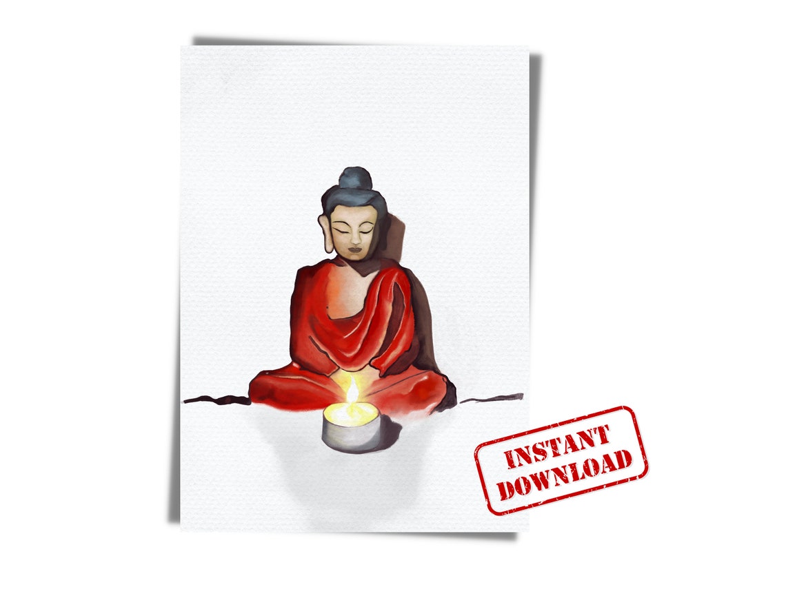 Printable Buddha Wall Art, Buddha Performing Candle Meditation ...