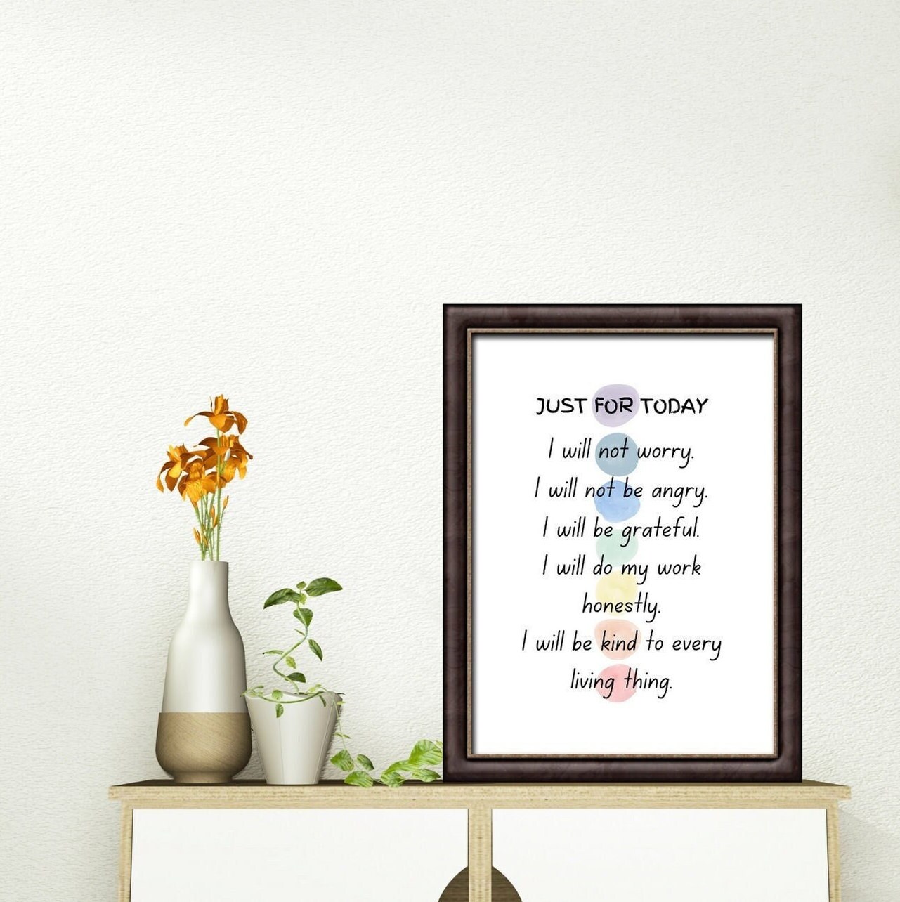 Healing Colours and Reiki Principles just for Today Art Print for Zen ...