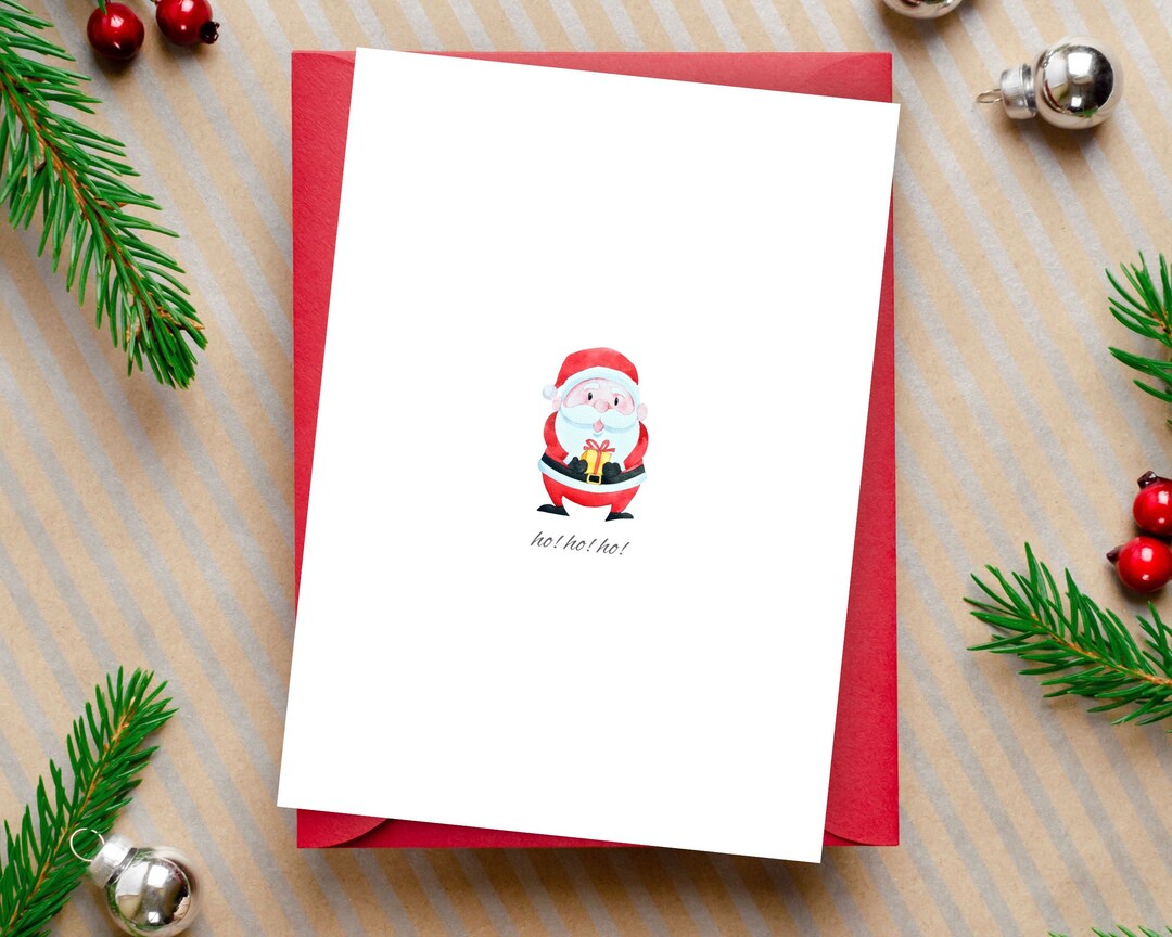 Ho Ho Ho Santa Christmas Greeting Card, DIY Print at Home Xmas Card ...