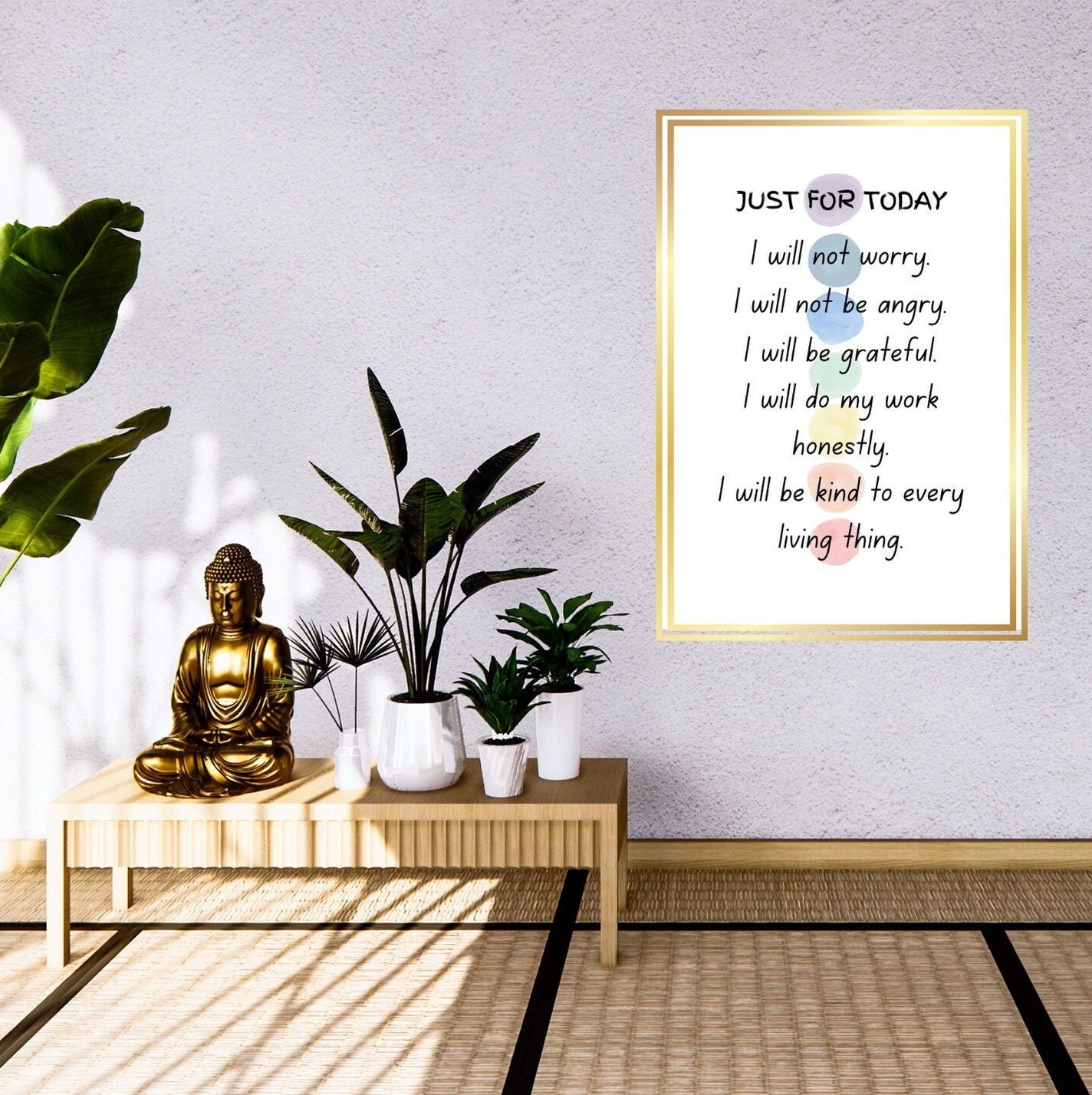 Healing Colours and Reiki Principles just for Today Art Print for Zen ...