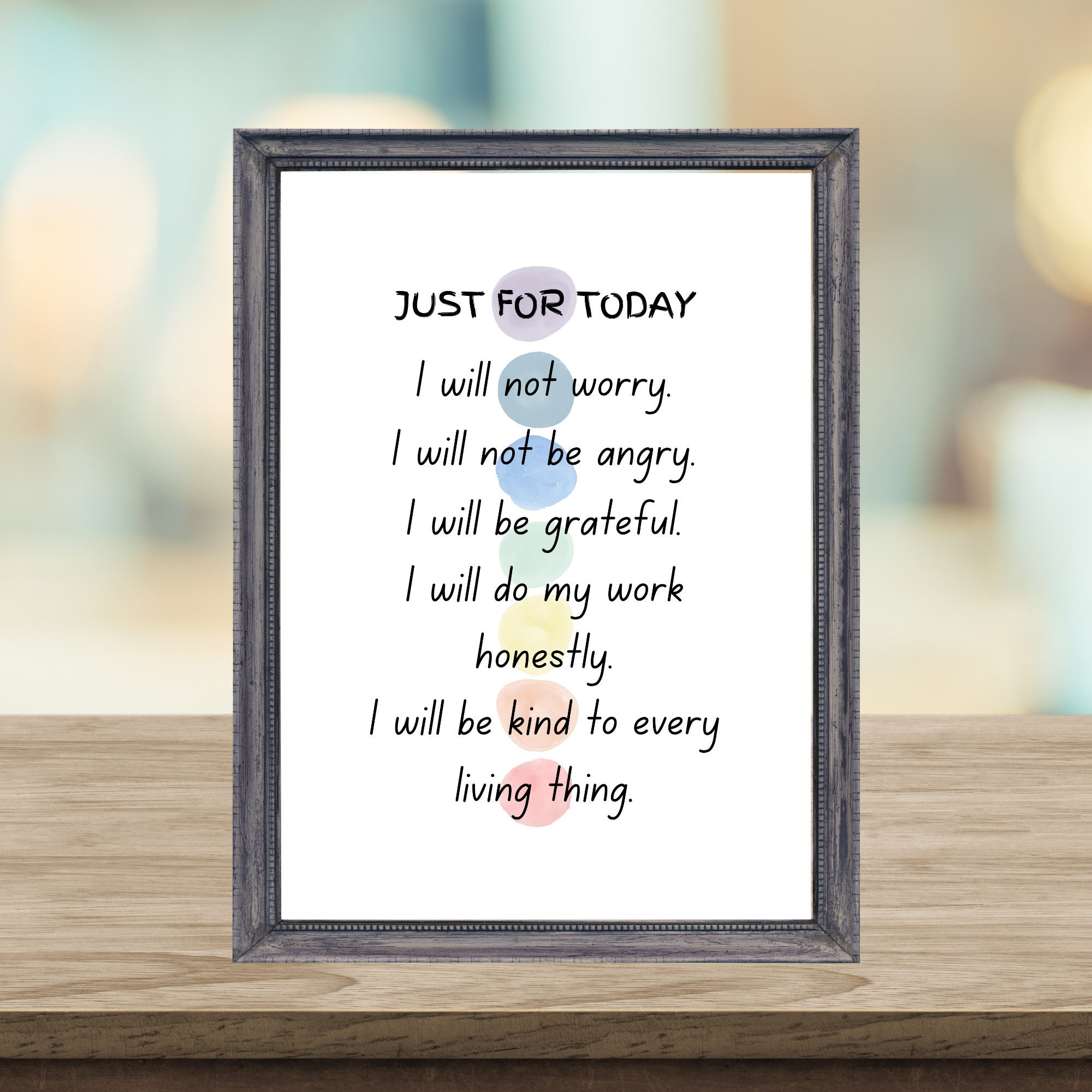 Healing Colours and Reiki Principles just for Today Art Print for Zen ...