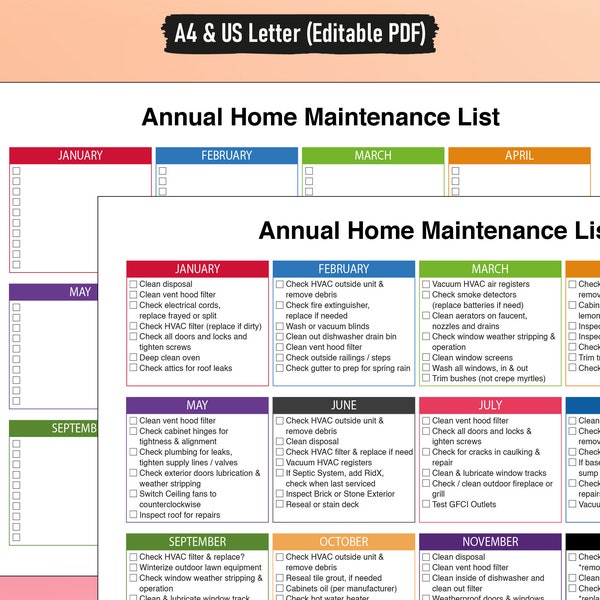 Yearly Home Maintenance - Etsy