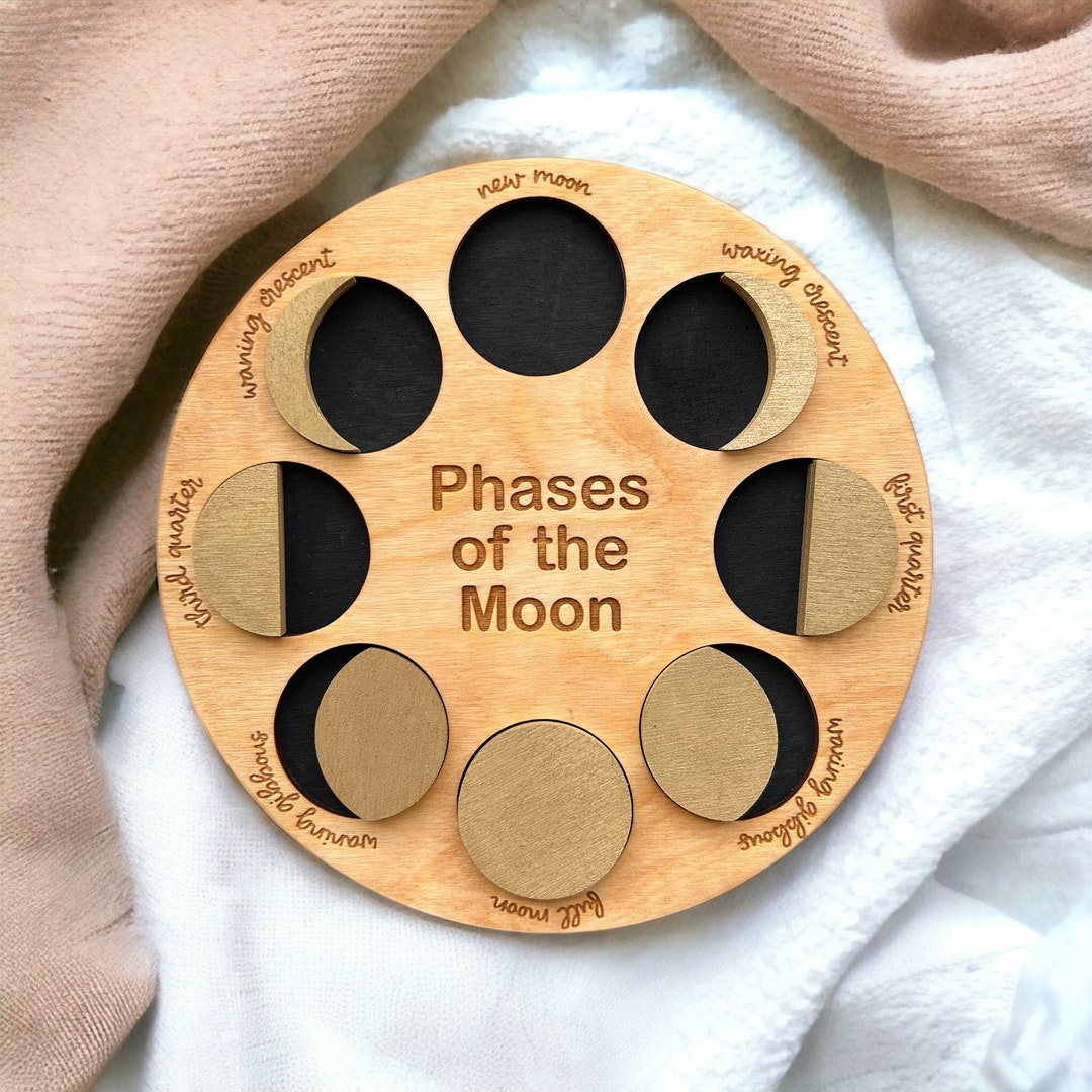 Handmade Moon Phase Puzzle: Wood Lunar Phase Moon Puzzle, Moon and ...