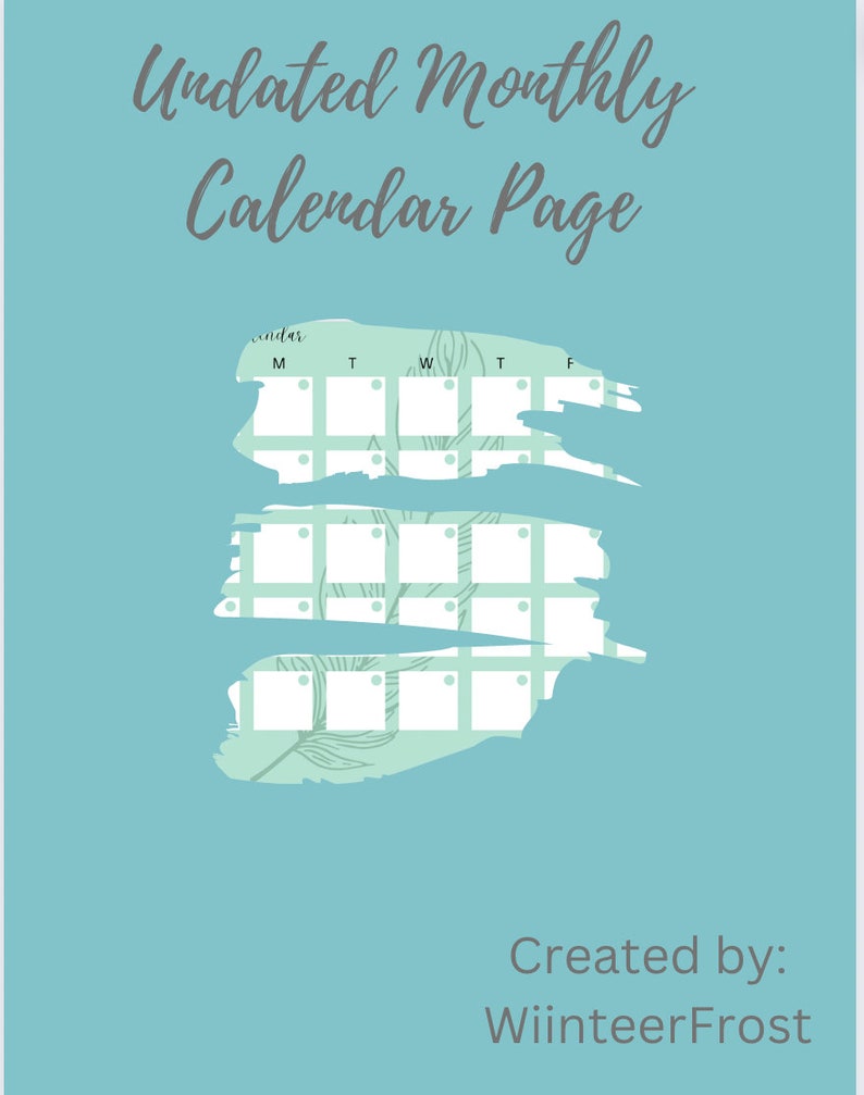 Undated Monthly Calendar Page (PDF and Printer Friendly) - Etsy