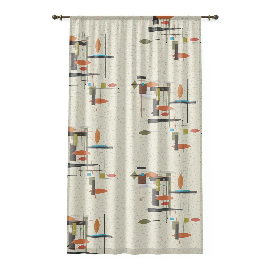 Window Curtain MCM and Mid Century Inspired SEMI-SHEER - Etsy
