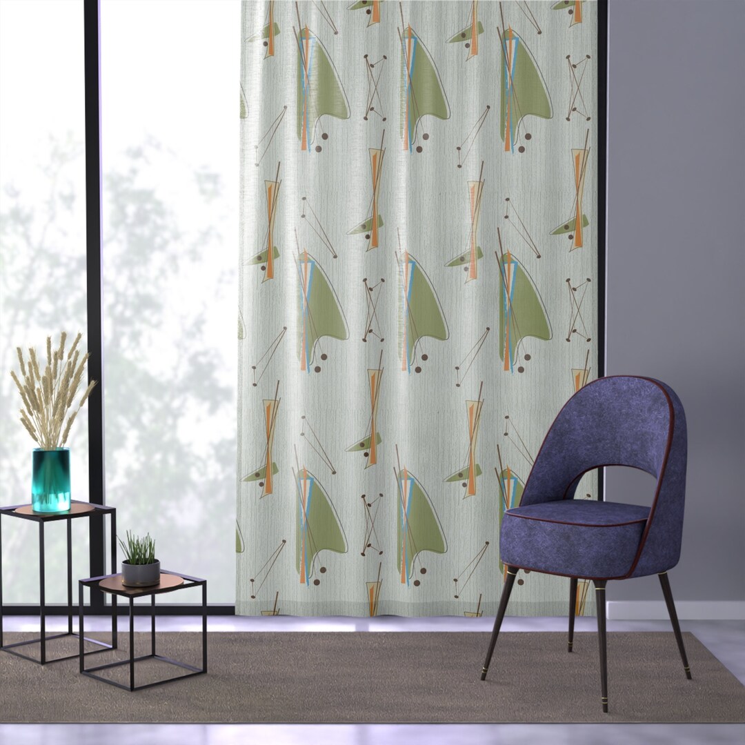 Lightweight Window Curtain, MCM Mid Century Inspired Design #105 (1 ...