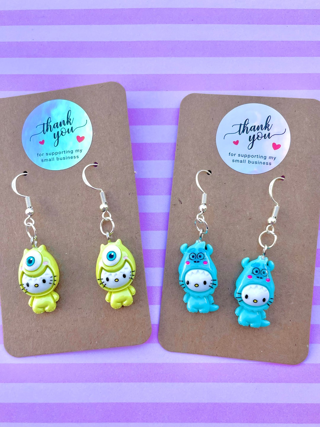 Hello Kitty Dangle Earrings, Cat Earrings - Etsy