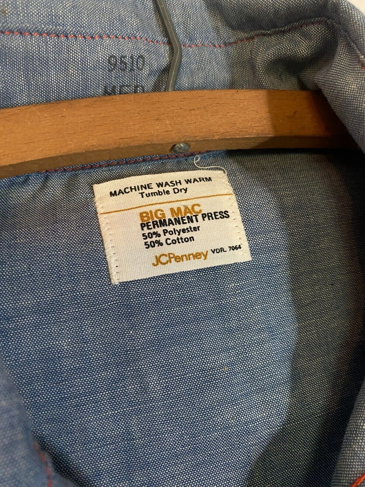 Vintage Jcpenney Big Mac Chambray Work Shirt With Patchwork Rooster ...