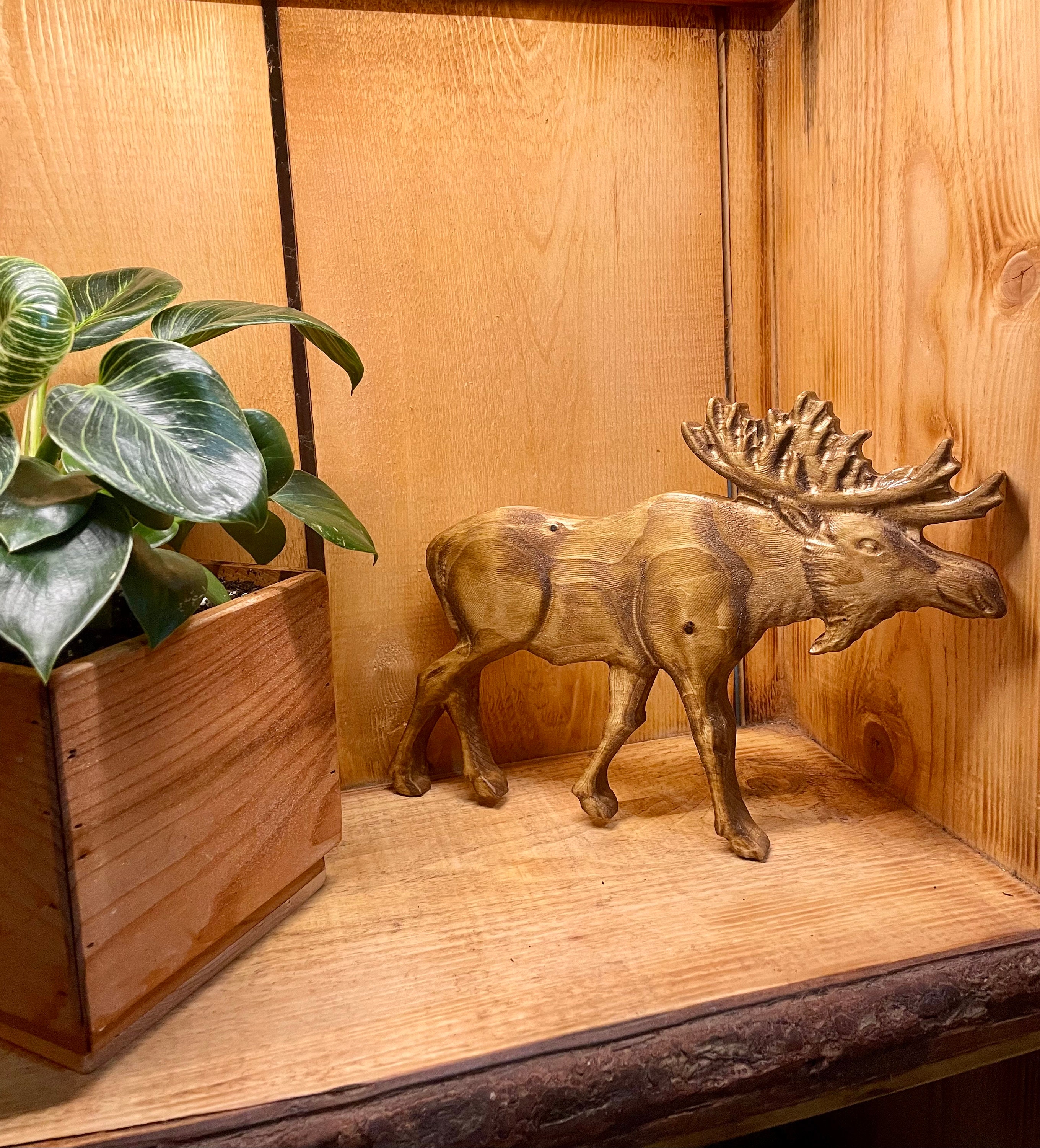 Moose 3D Relief Wood Carving Hanging Wall Art Decor - Etsy