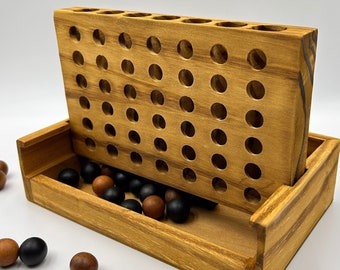 Four in A Row Wooden Strategy Game - Etsy