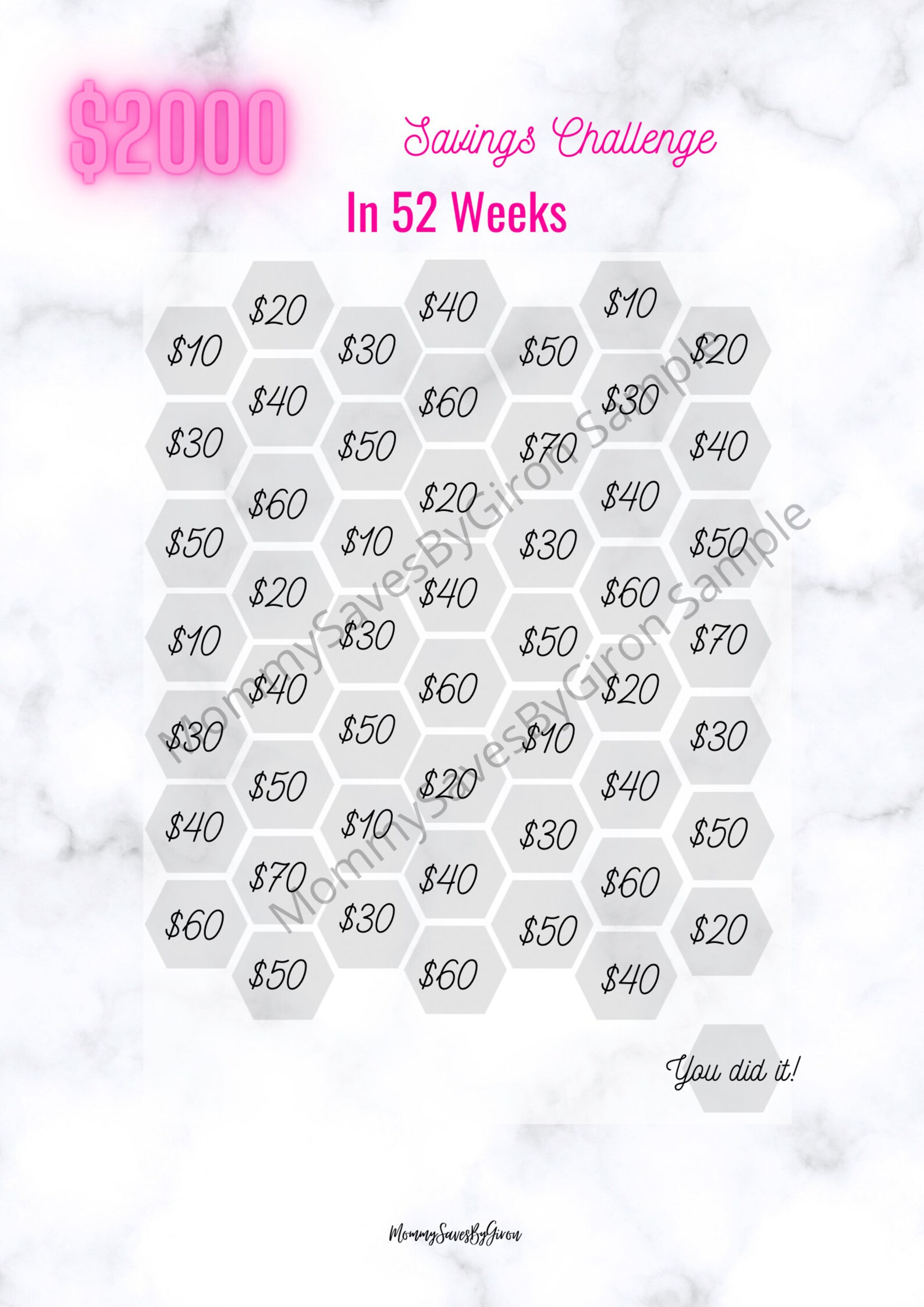 2000 Money Saving Challenge 2000 Savings Tracker Emergency - Etsy