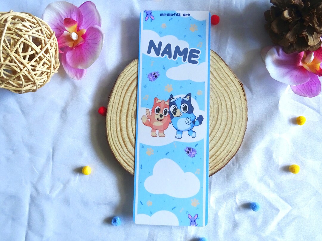 Personalized Bluey and Bingo Bookmark: Handmade Laminated Gift - Etsy