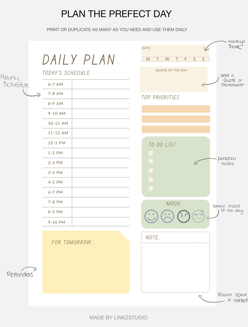 Daily Planner Sheets | Digital and Printable | A4 - Etsy