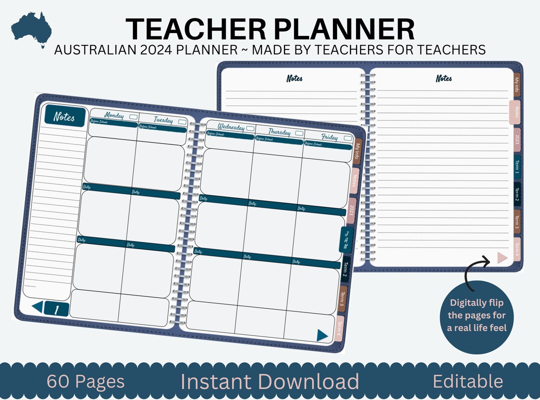 Australian Teacher Planner, Digital Teacher Planner 2024, Teacher ...