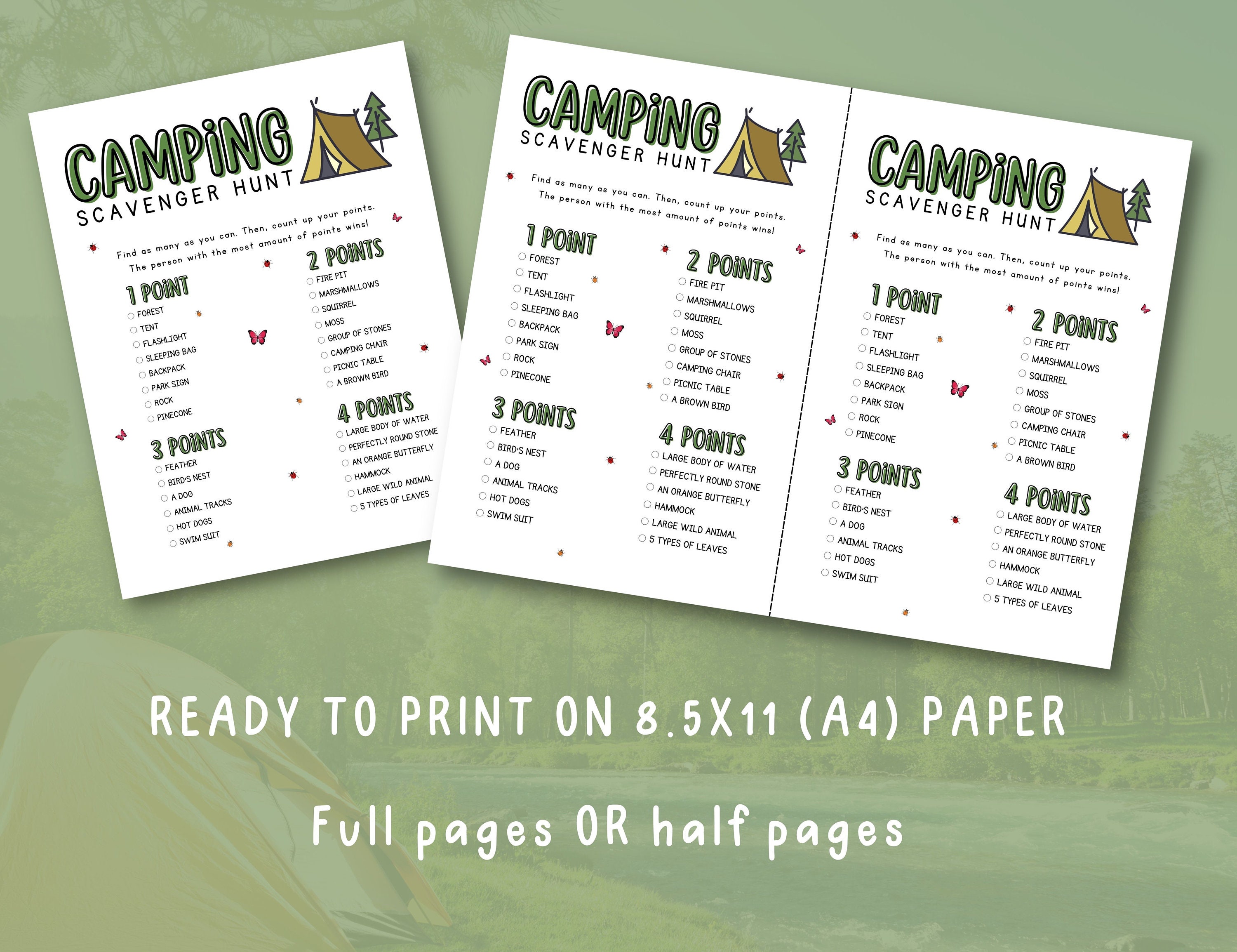 Camping Activity Pack Camp Scavenger Hunt Camping Charades Camp Word ...