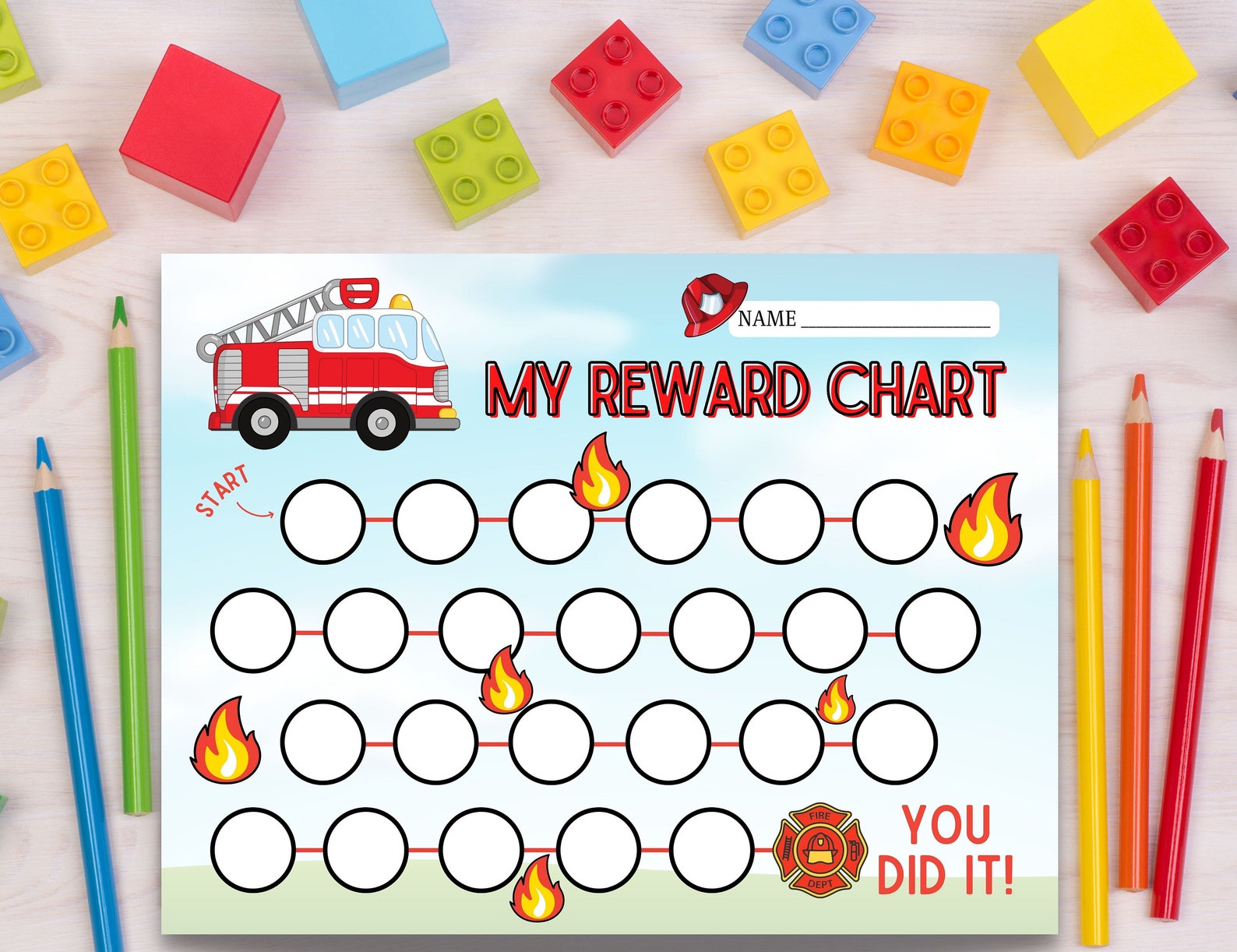 Firefighter Kids Reward Chart | Fire Fighter Award Chart | Behavior ...