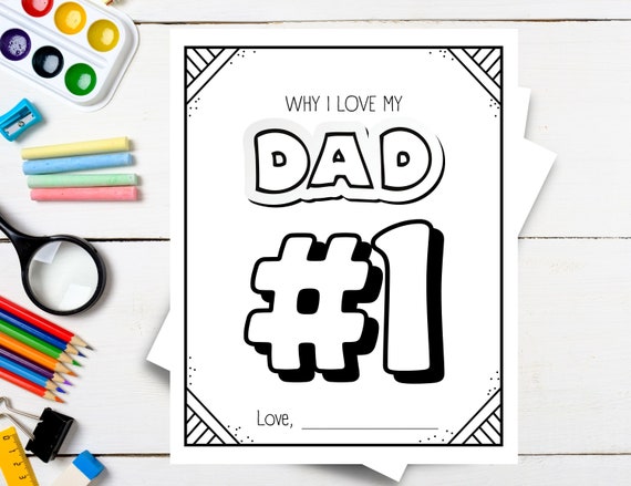 Why I Love My Dad Colourable Book Father's Day Activity | Etsy