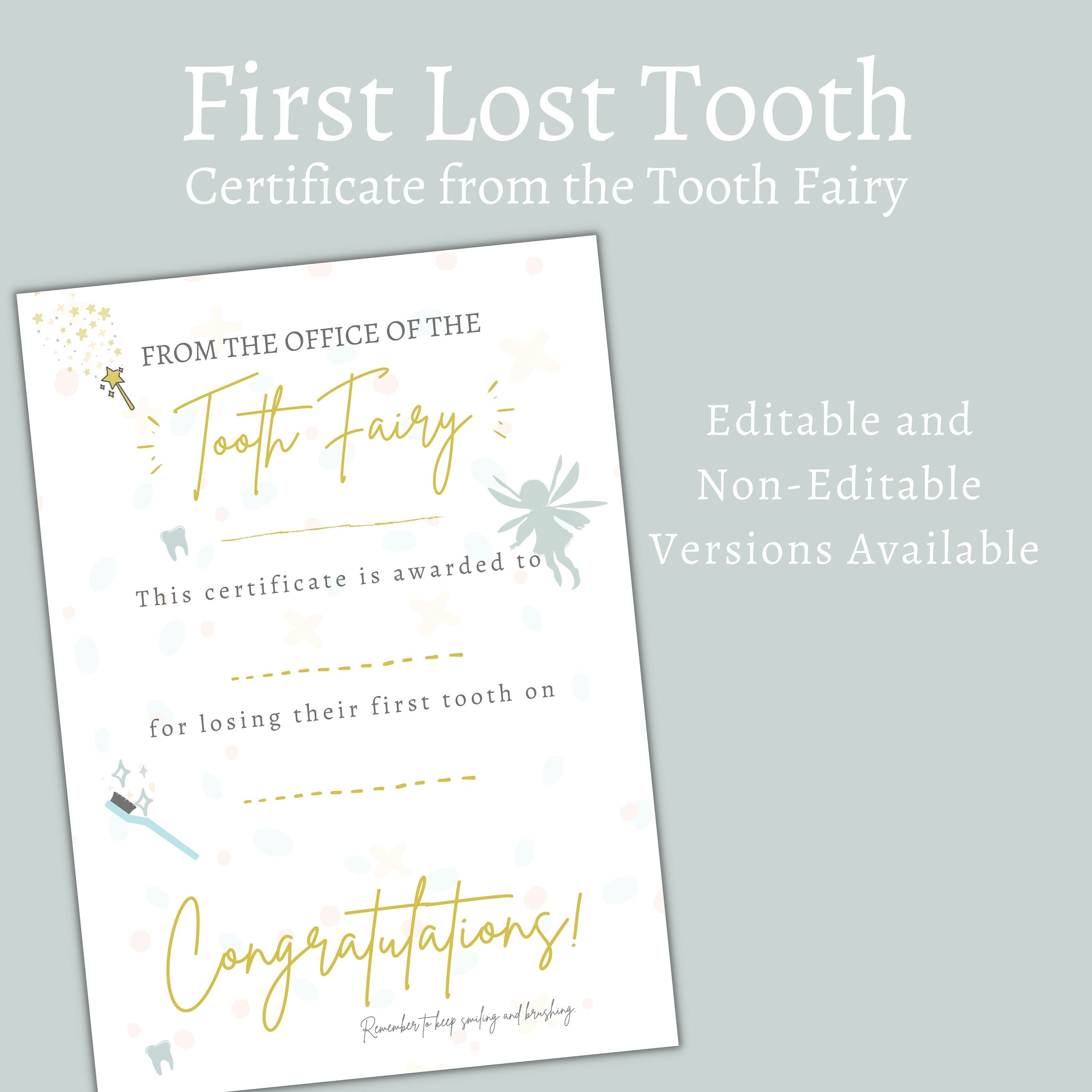 Lost First Tooth Letter From the Tooth Fairy Kid's First Tooth ...