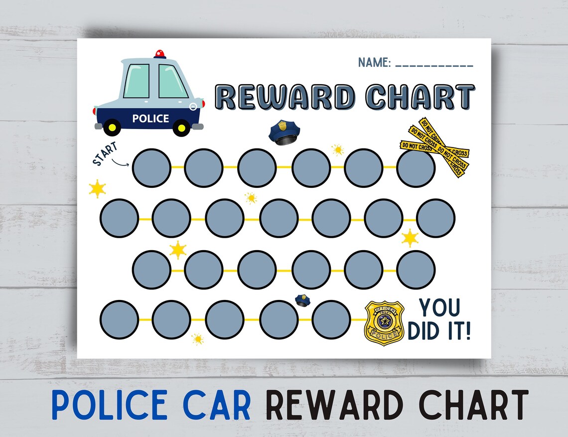 Police Officer Kids Reward Chart | Police Car Award Chart | Behavior ...