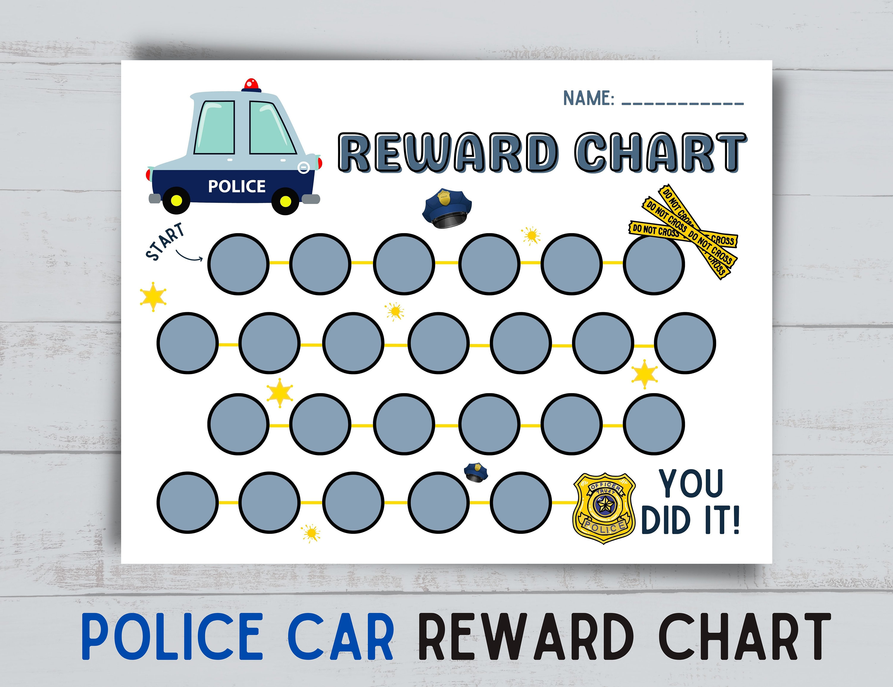 Police Officer Kids Reward Chart | Police Car Award Chart | Behavior ...