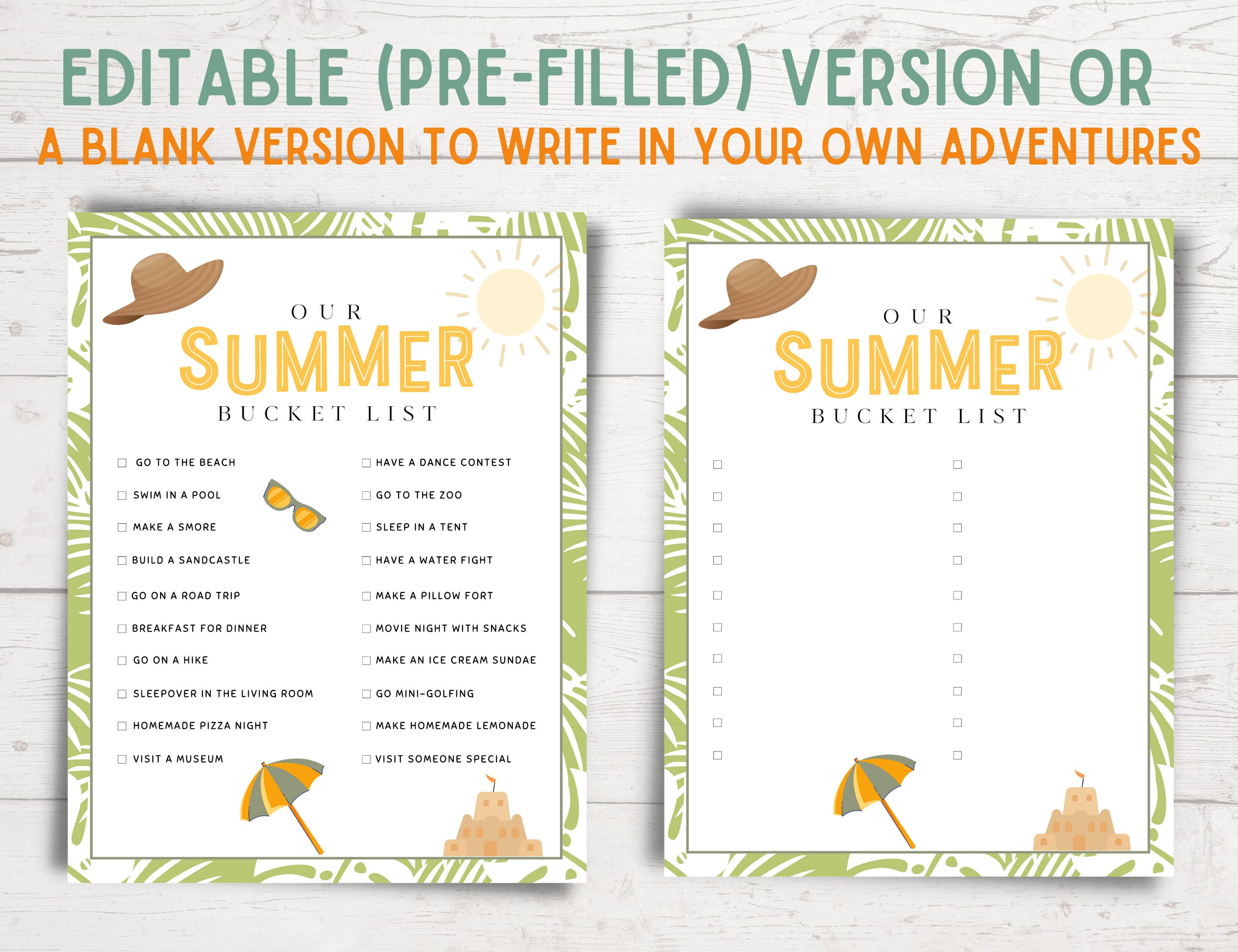 Printable Summer Bucket List Family Summer Bucketlist Editable Bucket ...