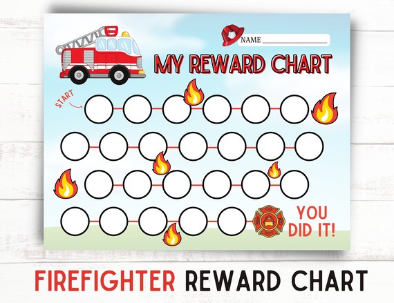 Firefighter Kids Reward Chart Fire Fighter Award Chart | Etsy