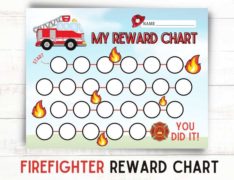 Firefighter Kids Reward Chart | Fire Fighter Award Chart | Behavior ...