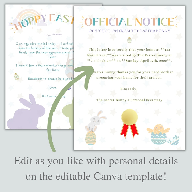 Printable Letter From the Easter Bunny | Pastel Editable or Print & Go ...