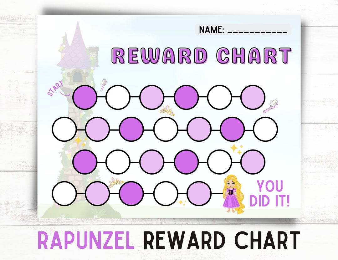 Rapunzel Reward Chart Princess Kids Award Chart Behaviour Chart Sticker ...