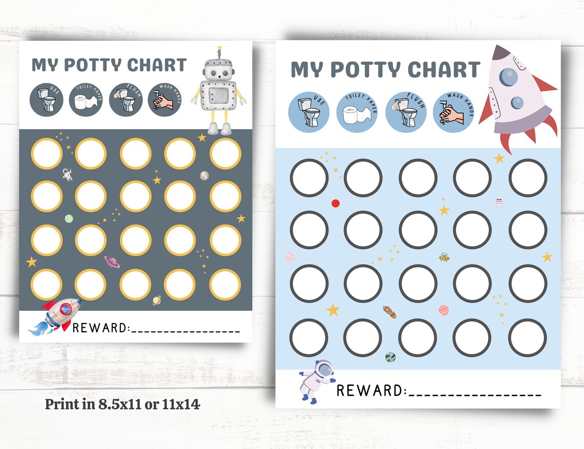 Kids Space Potty Chart | Potty Training Reward Chart | Boys Girls ...