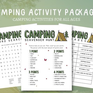 Camping Activity Pack Camp Scavenger Hunt Camping Charades - Etsy