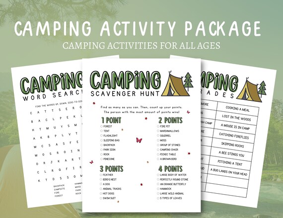 Camping Activity Pack Camp Scavenger Hunt Camping Charades - Etsy