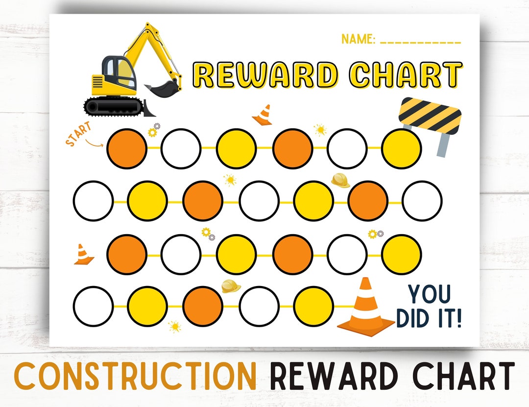 Construction Kids Reward Chart | Construction Worker Award Chart ...