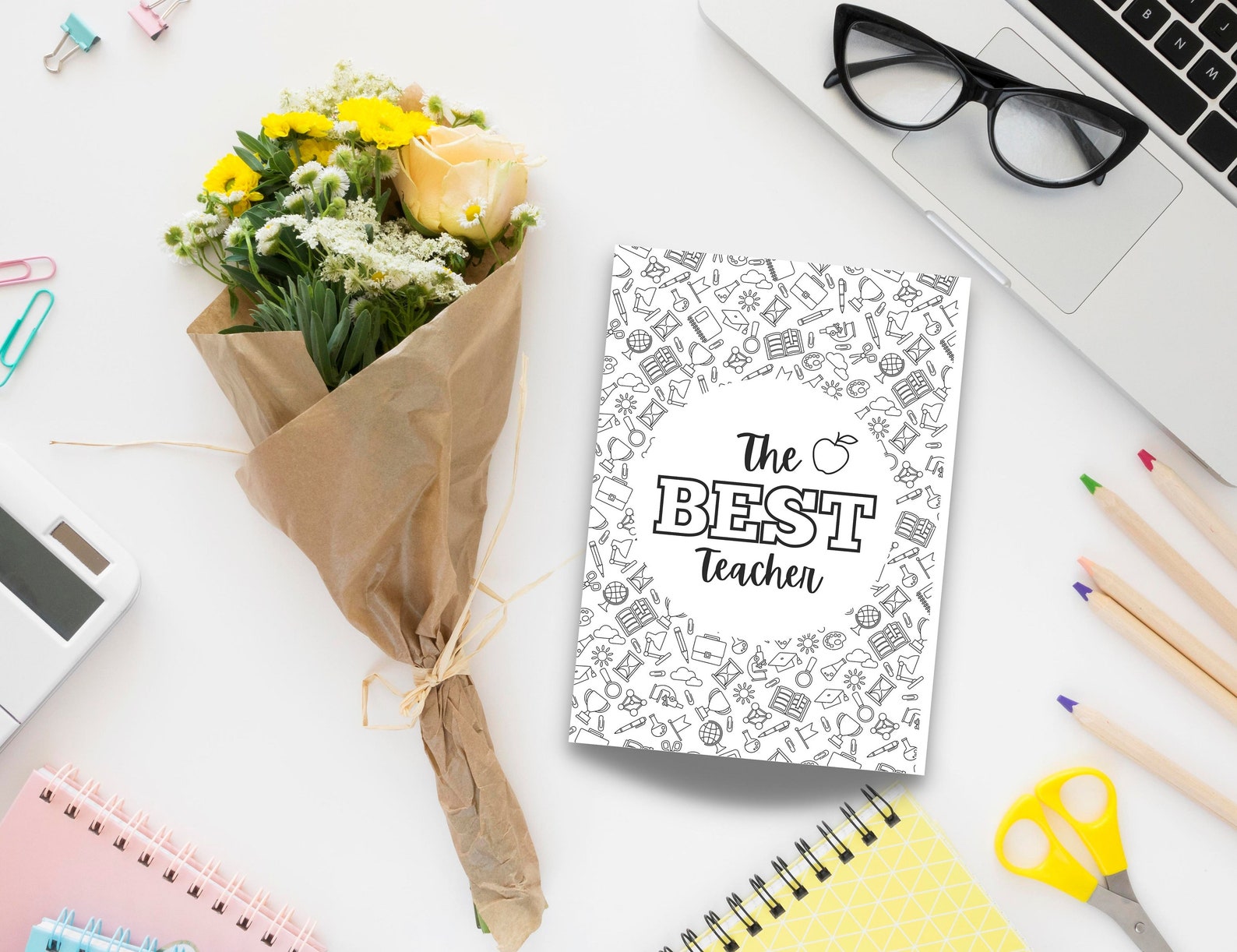 Printable Colourable Card for Teacher Fill in the Blank Card for ...