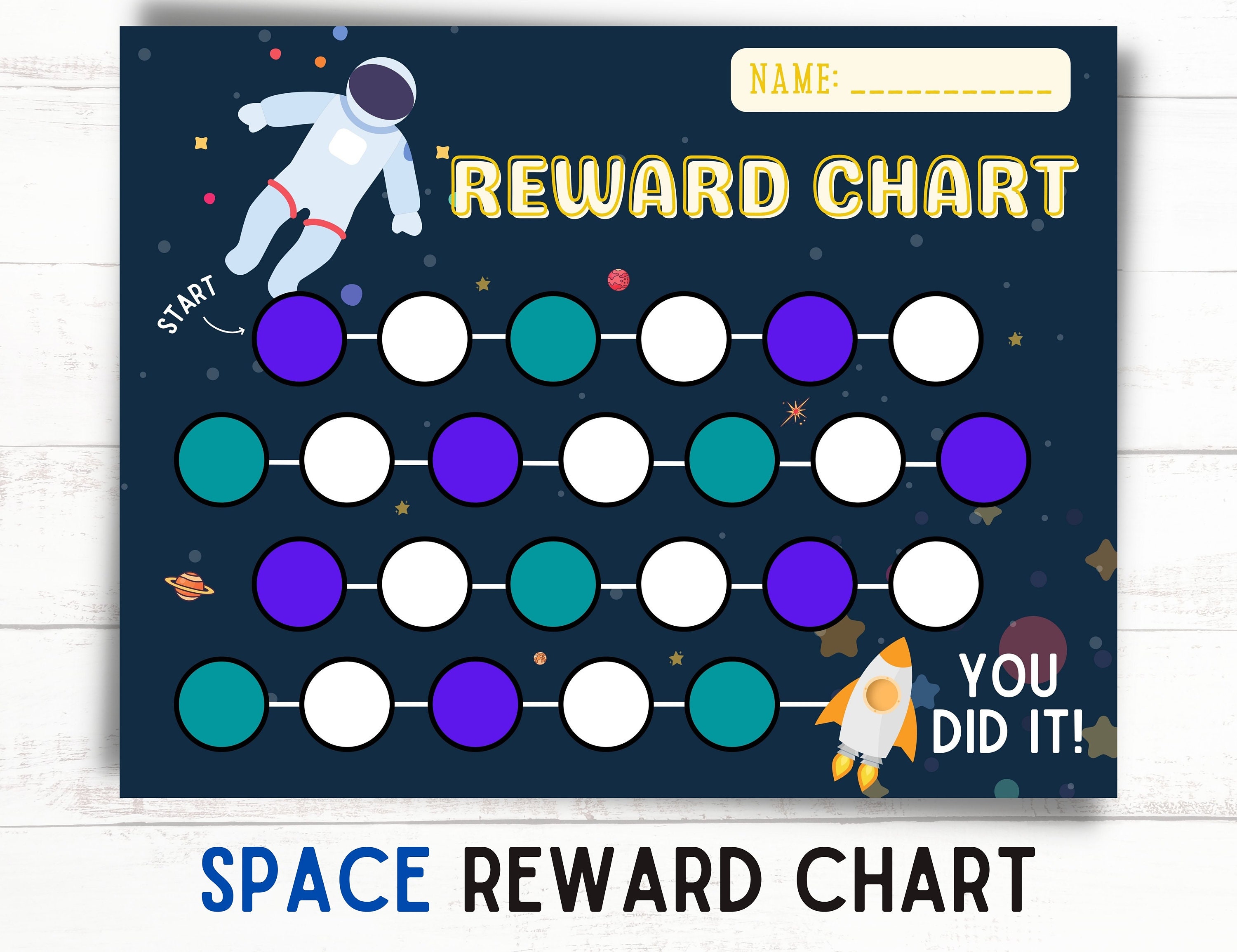 Space Reward Chart Astronaut Kids Award Chart Behaviour Chart Sticker ...
