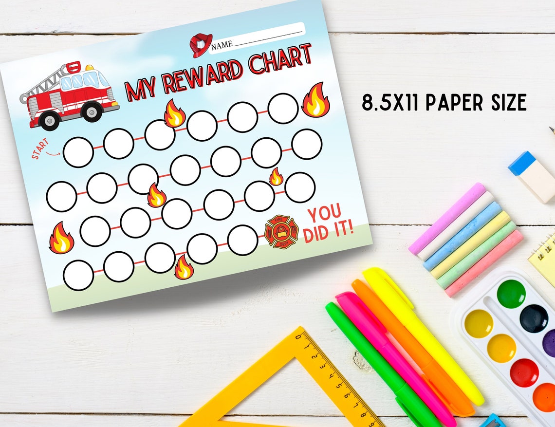 Firefighter Kids Reward Chart | Fire Fighter Award Chart | Behavior ...