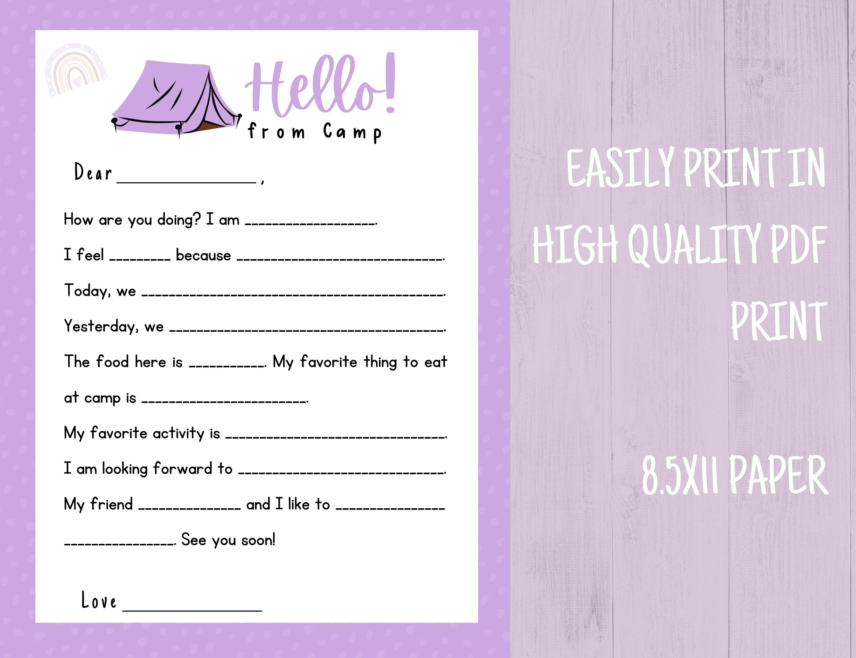 Rainbow Letter From Camp Pink Letters From Sleep Away Camp Summer Camp ...