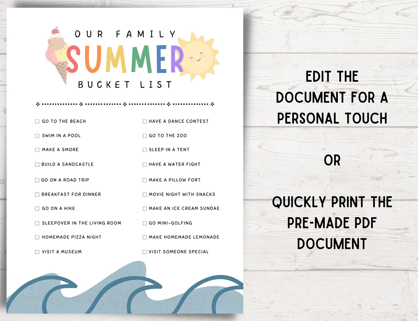 Printable Summer Bucket List | Family Summer Bucketlist | Editable ...